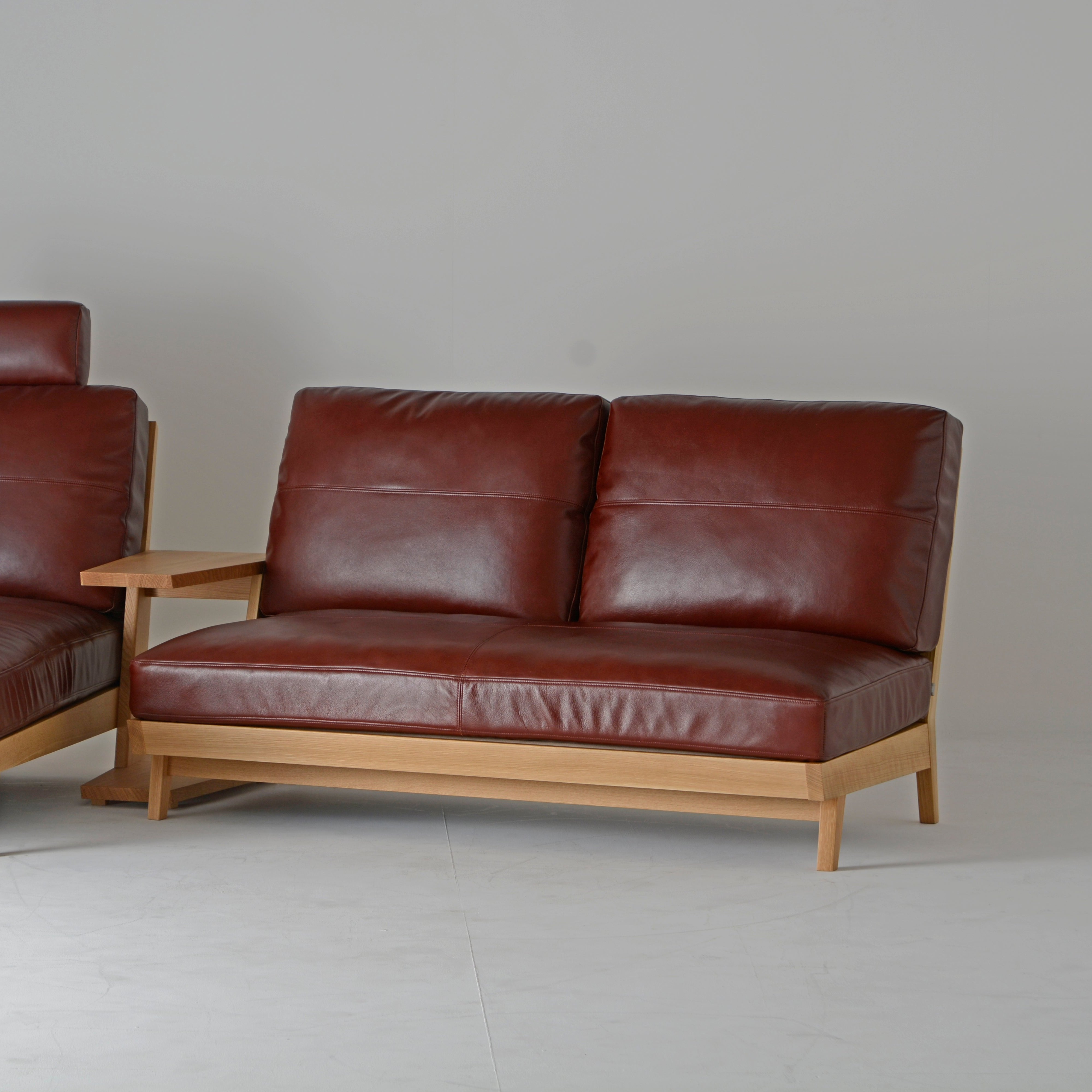 White Wood CARVE Armless Sofa | Leather – atomi pte ltd